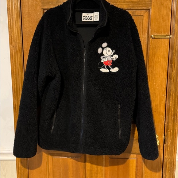 Disney | Jackets & Coats | Heavy Mickey Mouse Black Fleece Jacket ...